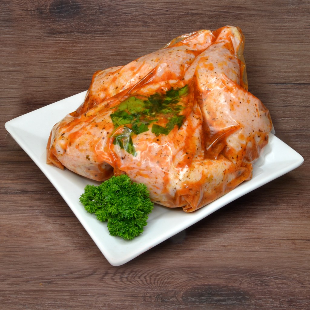 Butterfly and Marinated Chicken, Chicken Sausages & Casserole